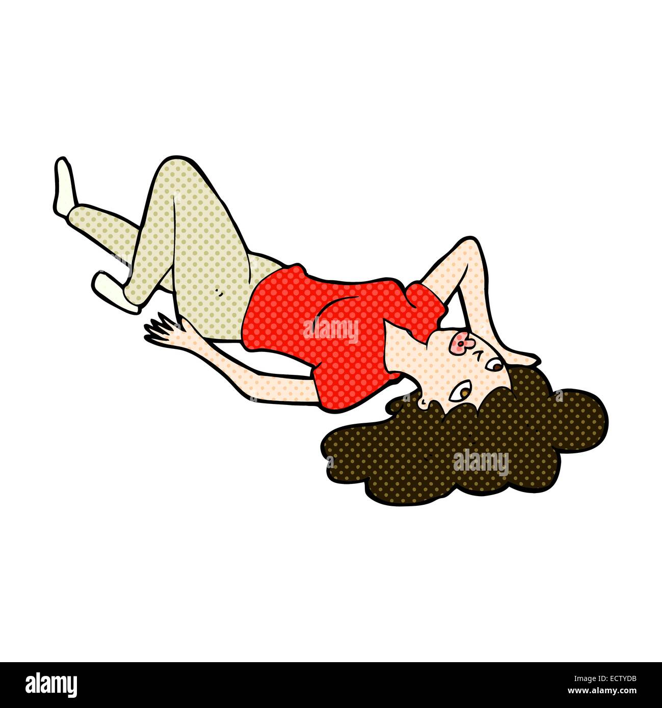 retro comic book style cartoon woman lying on floor Stock Vector Image ...
