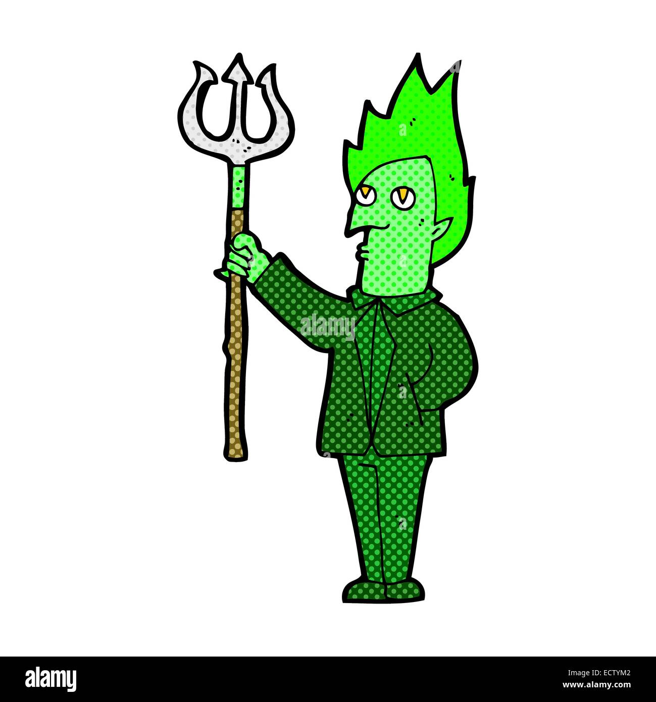retro comic book style cartoon devil with pitchfork Stock Vector Image ...