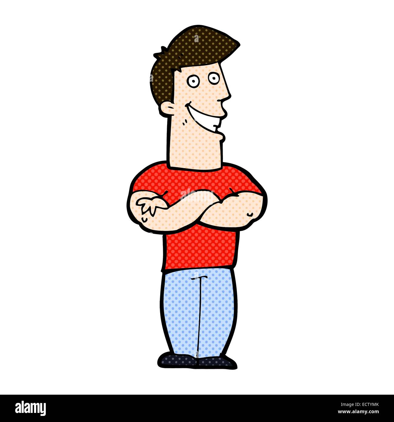 retro comic book style cartoon grinning man Stock Vector Image & Art ...