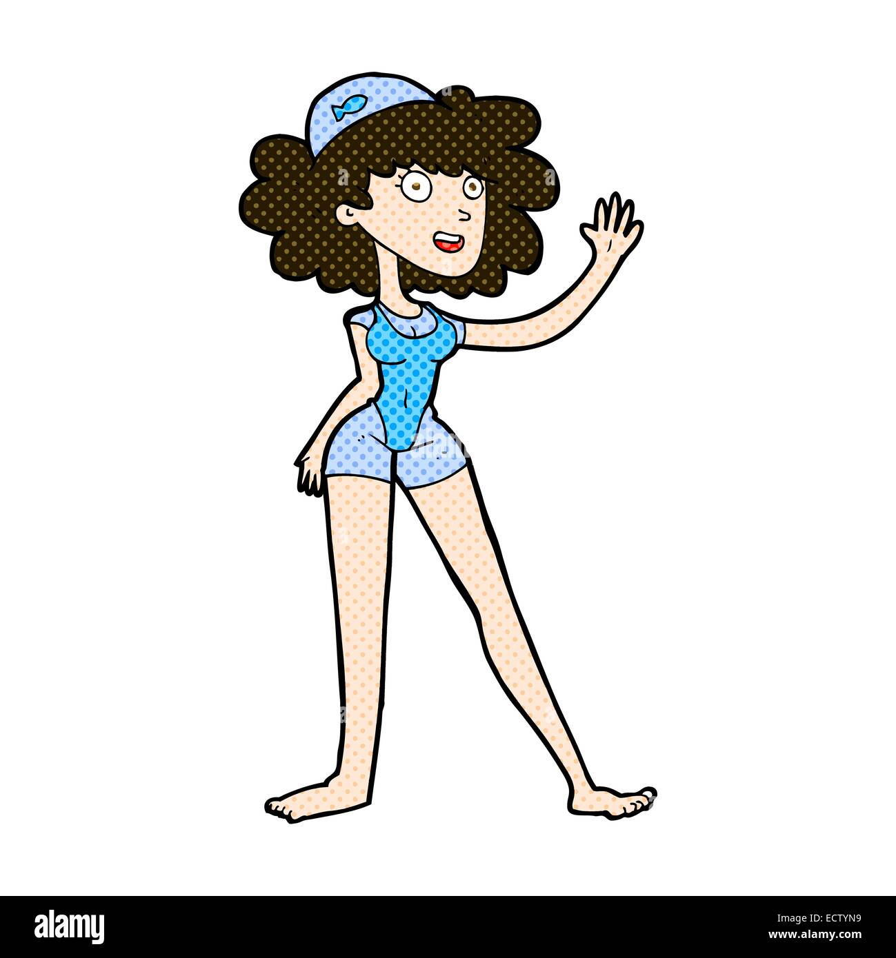 retro comic book style cartoon swimmer woman Stock Vector Image & Art ...