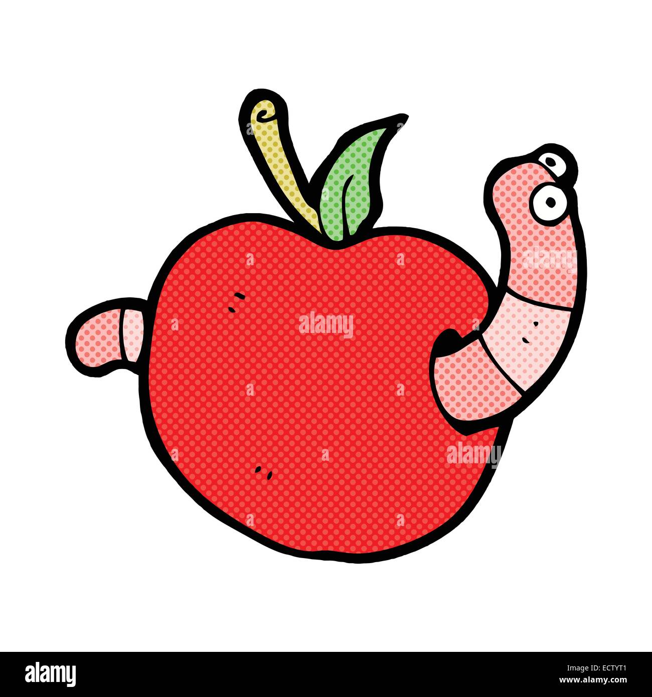 retro comic book style cartoon worm in apple Stock Vector Image & Art ...