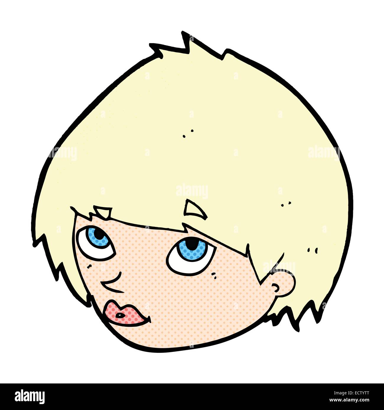retro comic book style cartoon female face looking up Stock Vector ...