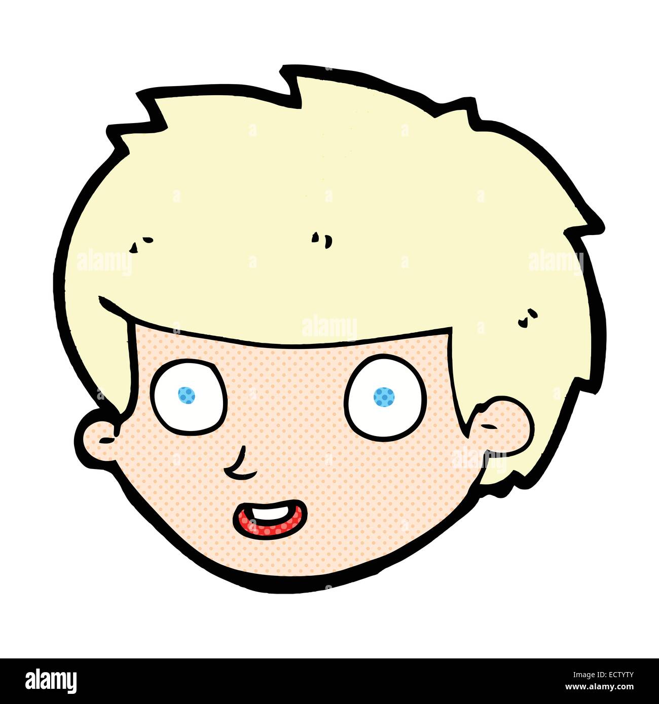 retro comic book style cartoon happy boy's face Stock Vector Image ...