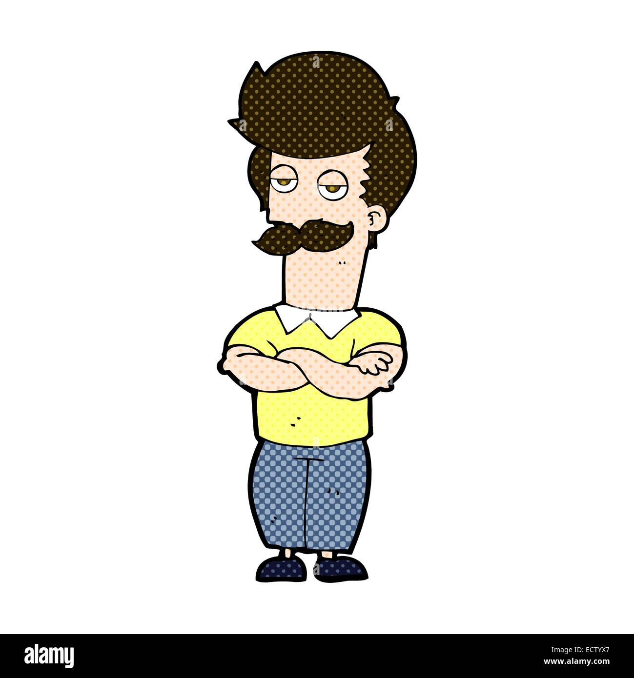retro comic book style cartoon mustache muscle man Stock Vector Image ...
