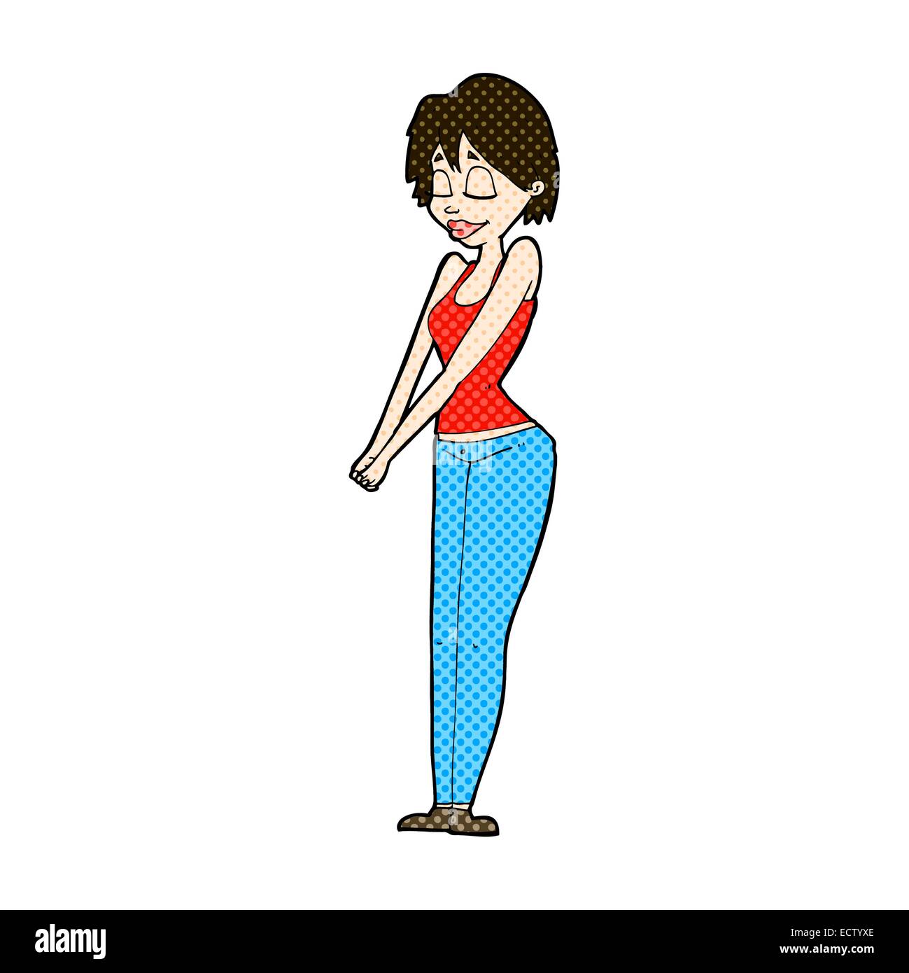 retro comic book style cartoon content woman Stock Vector Image & Art ...