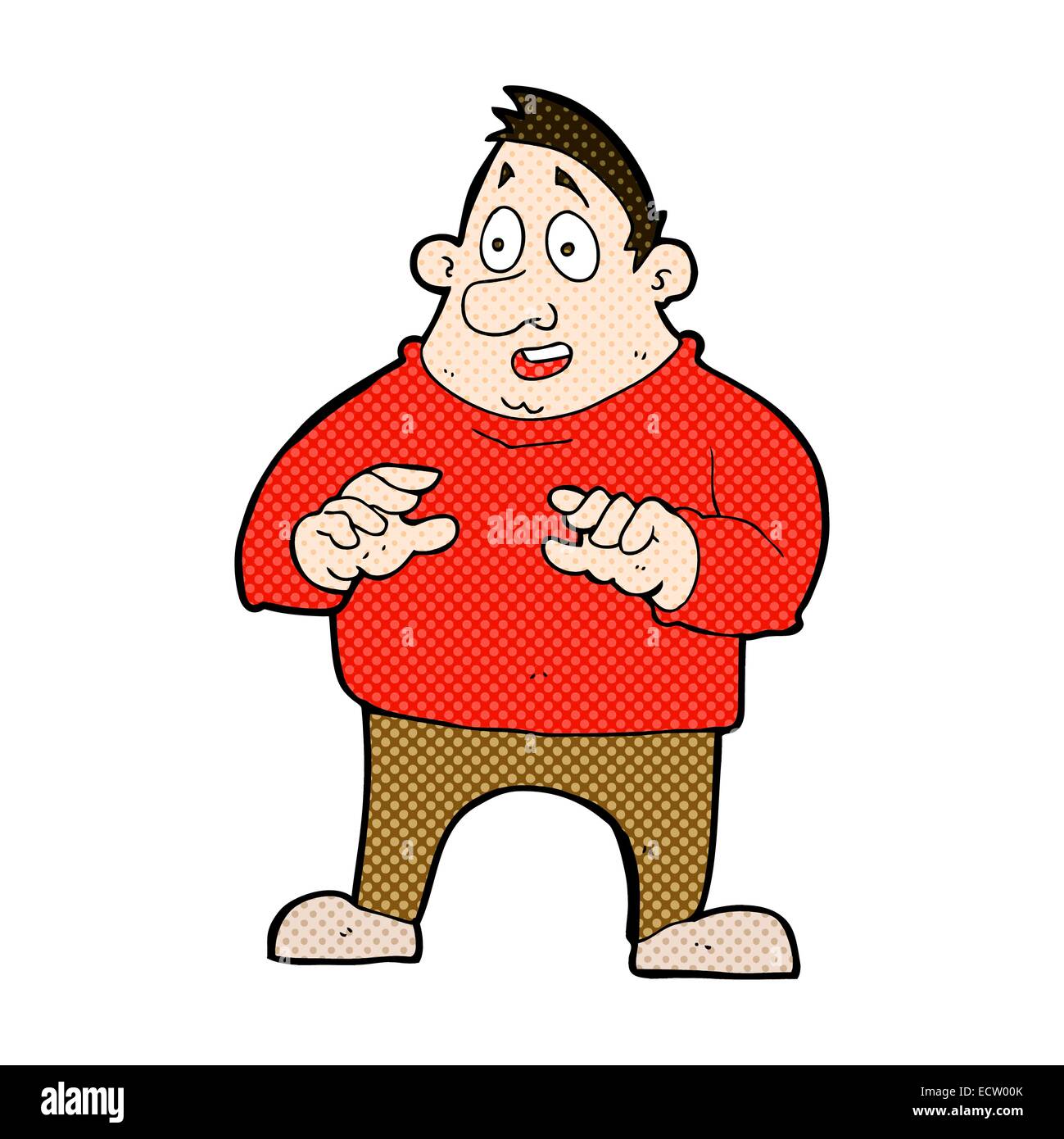 retro comic book style cartoon excited overweight man Stock Vector ...