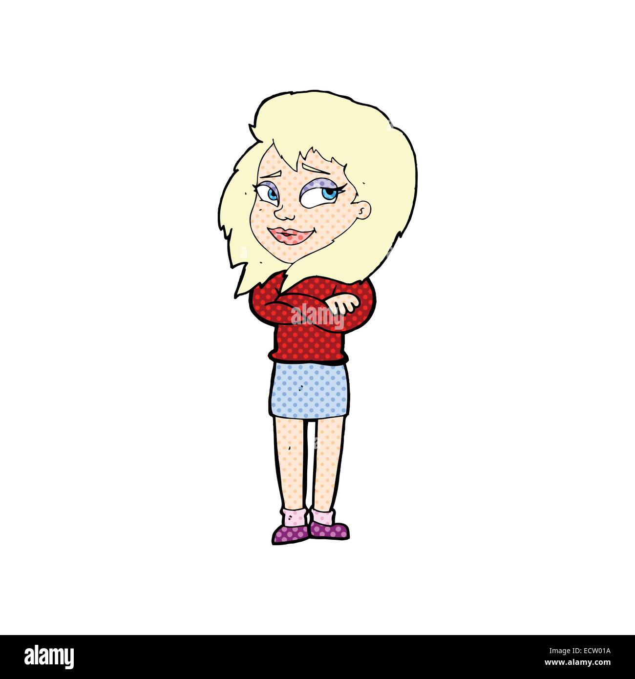 retro comic book style cartoon woman with crossed arms Stock Vector ...