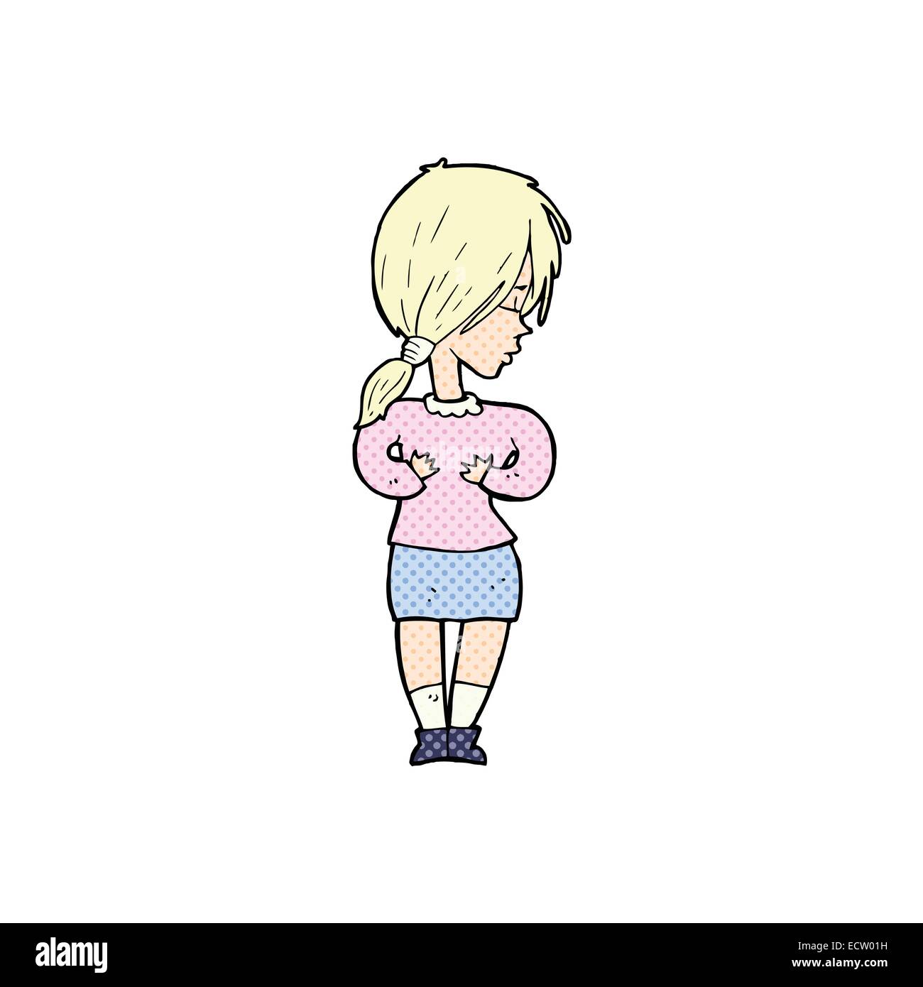 retro comic book style cartoon shy woman Stock Vector Image & Art - Alamy