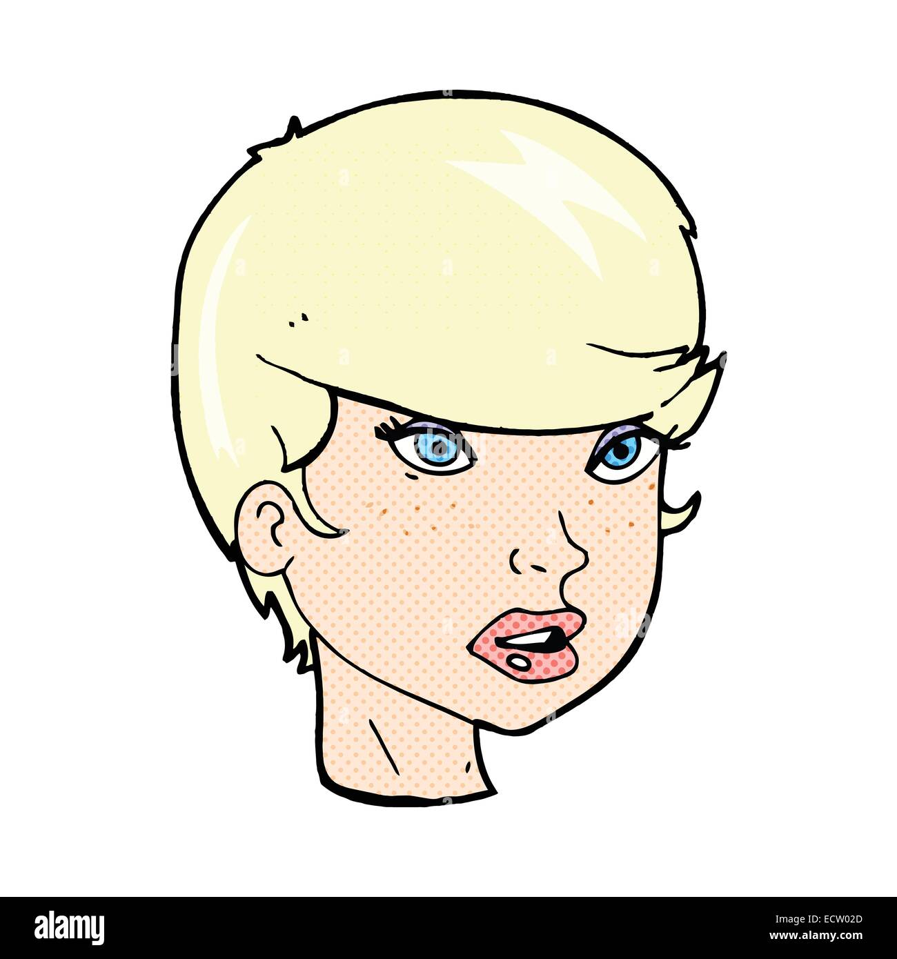 retro comic book style cartoon pretty female face Stock Vector Image ...