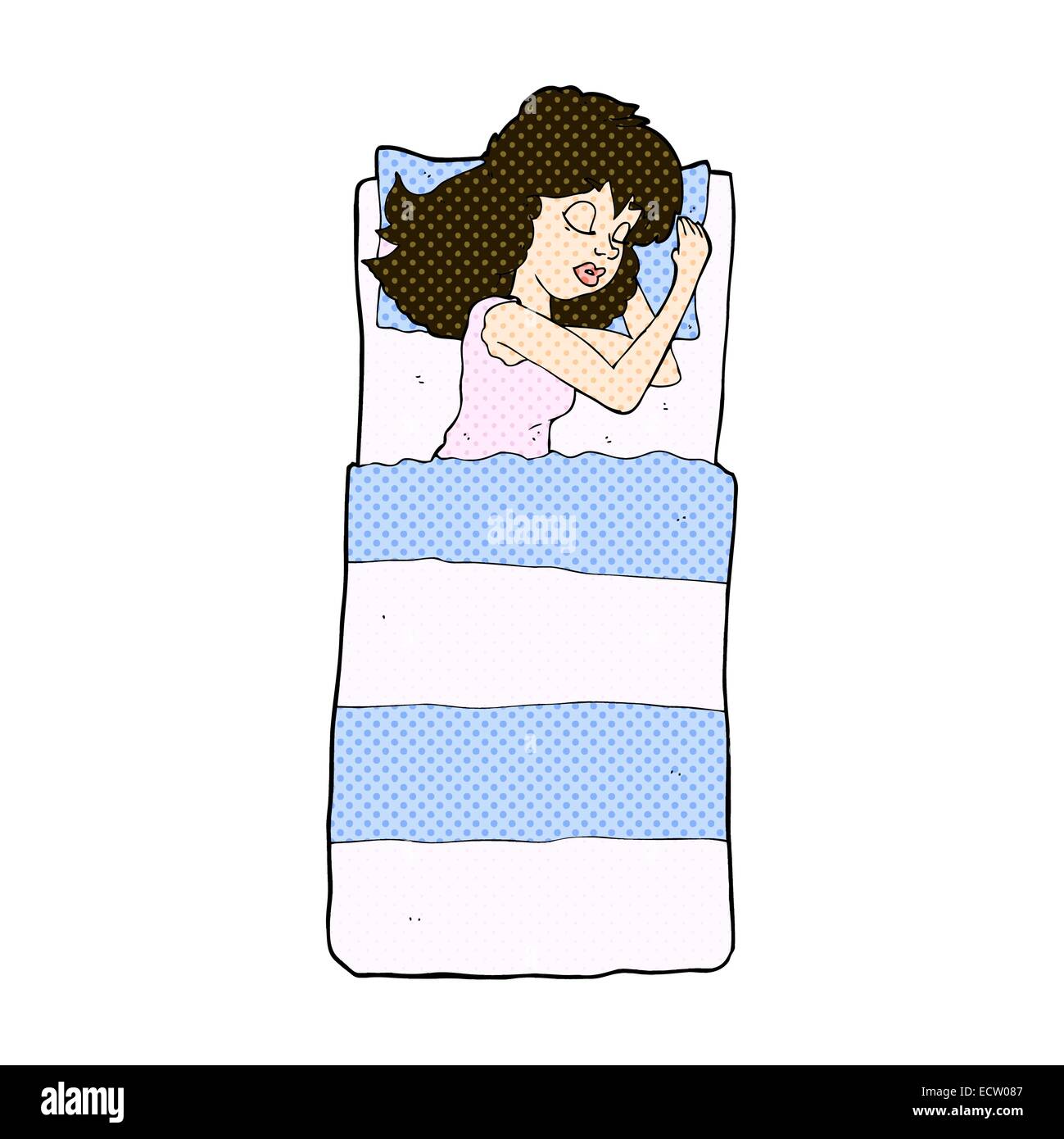 retro comic book style cartoon sleeping woman Stock Vector Image & Art ...