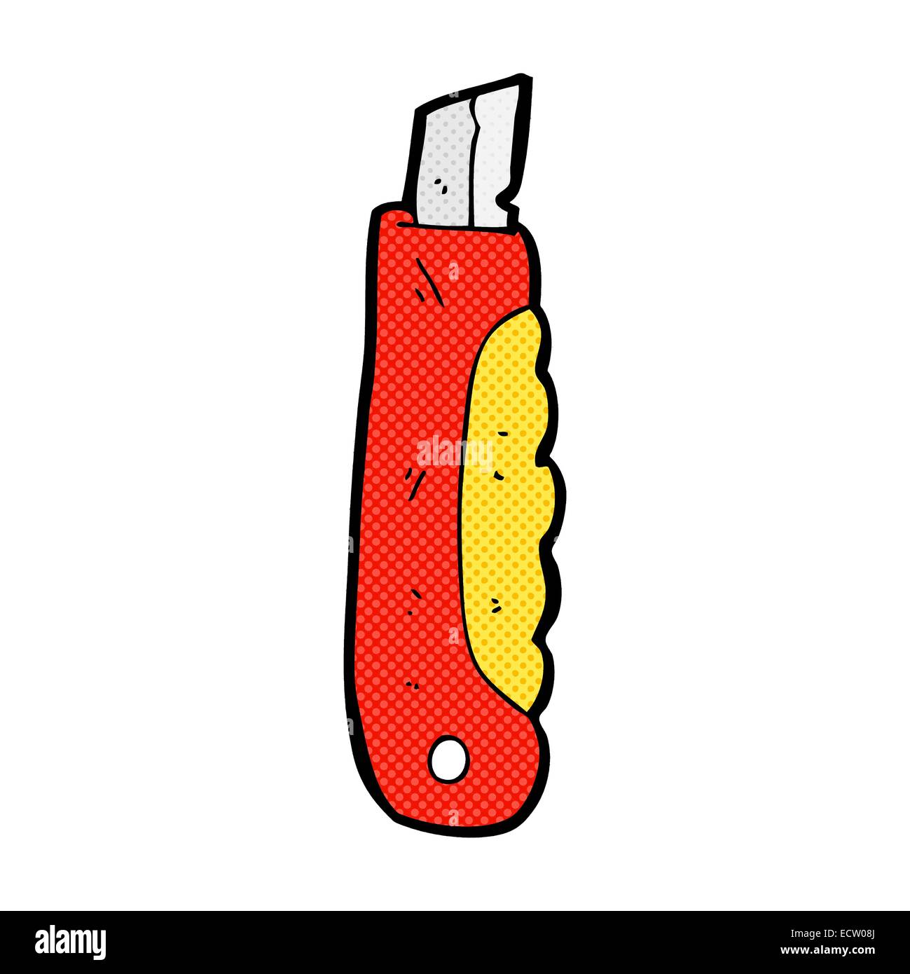 retro comic book style cartoon construction knife Stock Vector Image ...