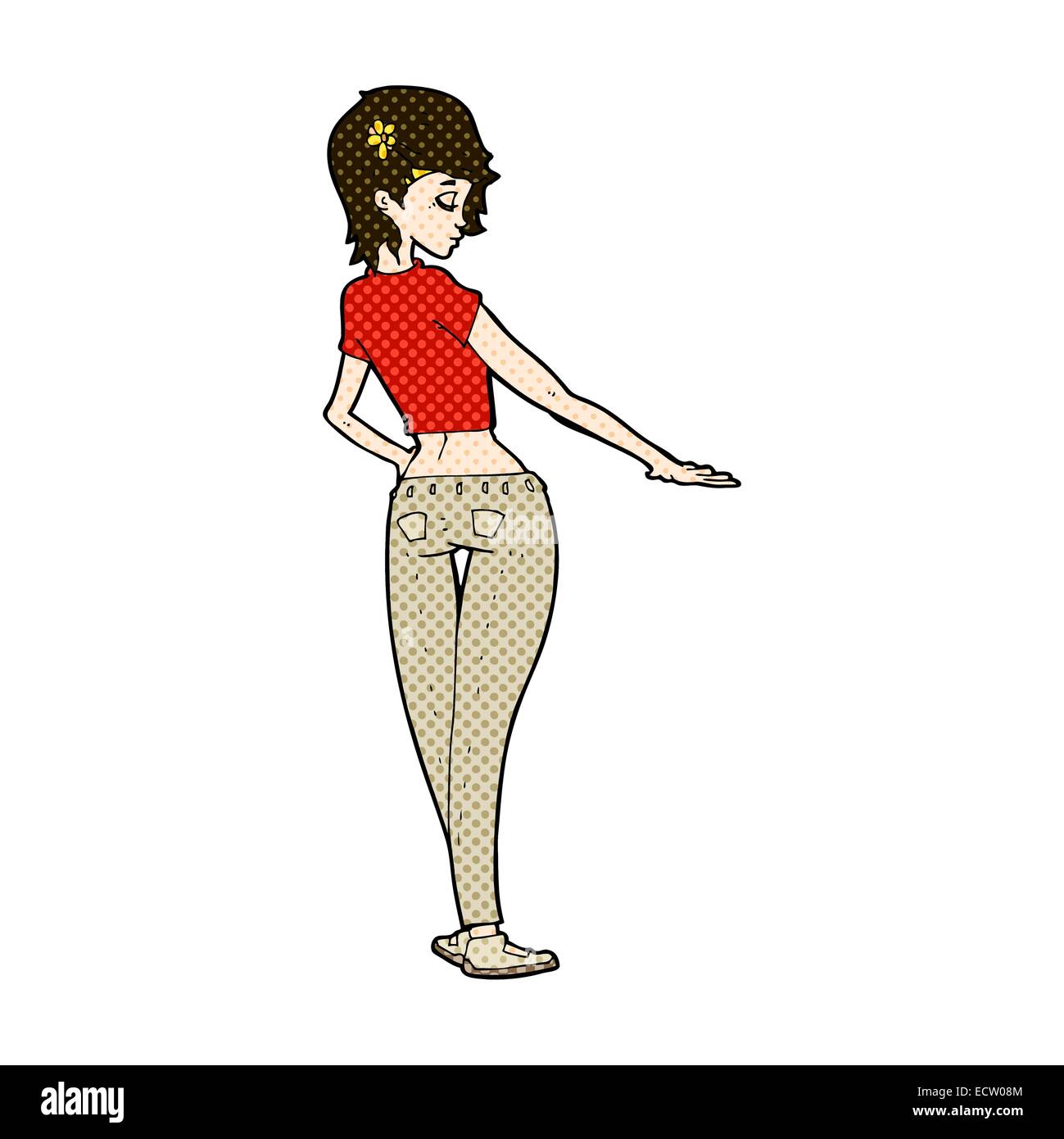 retro comic book style cartoon pretty girl in jeans and tee Stock ...