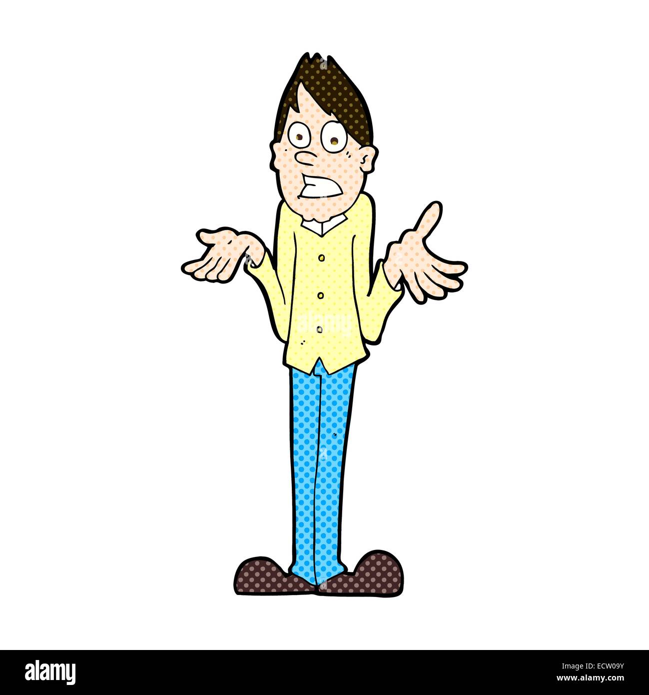 retro comic book style cartoon man shrugging shoulders Stock Vector ...