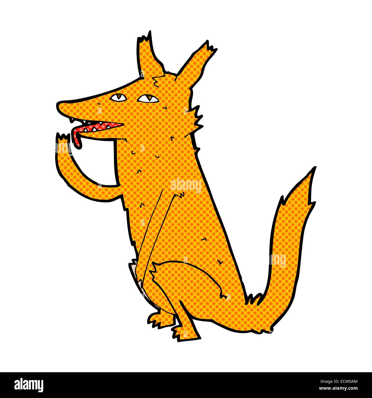 retro comic book style cartoon fox licking paw Stock Vector Image & Art ...