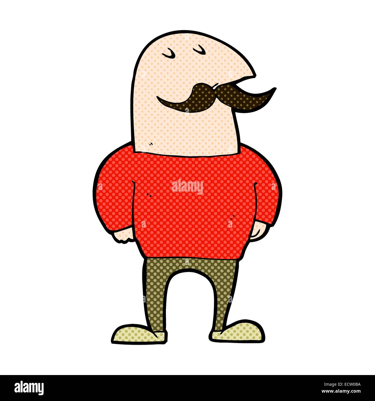 retro comic book style cartoon bald man with mustache Stock Vector ...