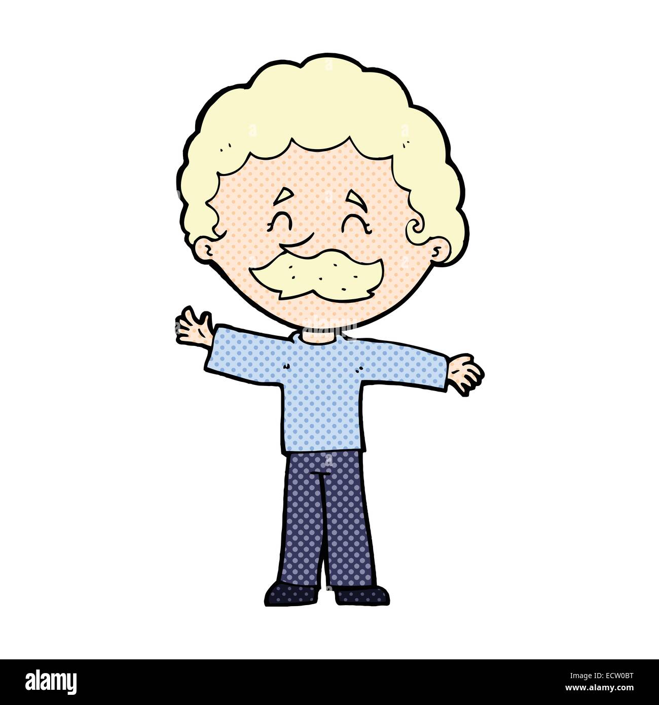 retro comic book style cartoon boy with mustache Stock Vector Image ...