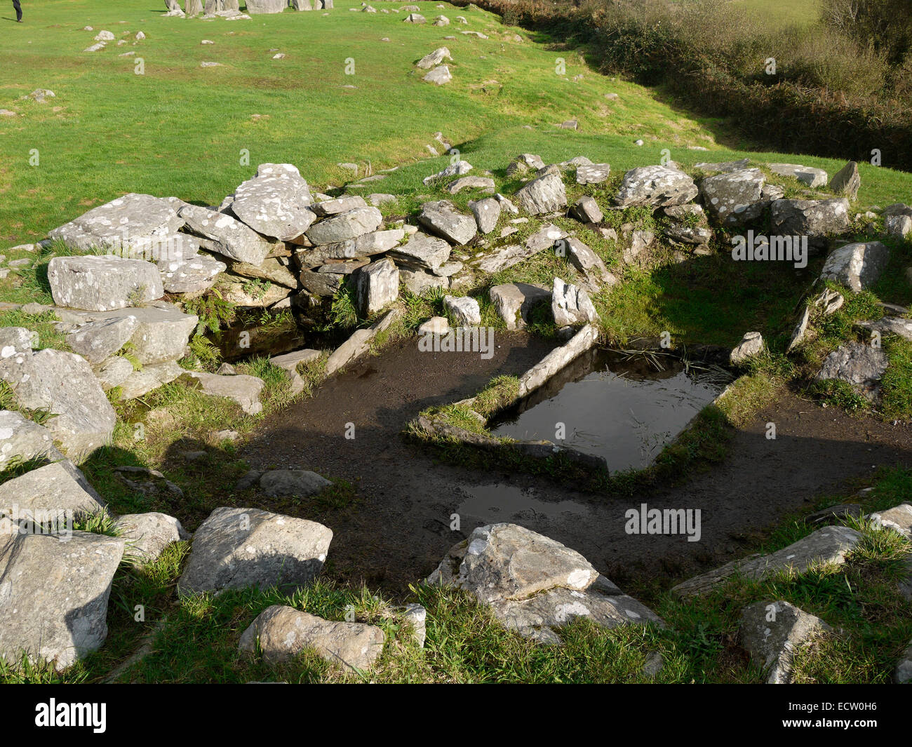A fulacht fiadh (burnt mound) near the Drombeg Stone Circle, near ...