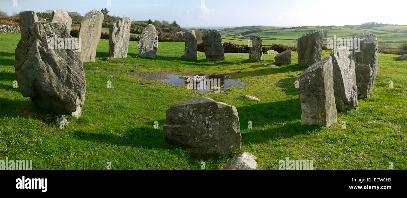 Drombeg Stone Circle, also known as 'The Druid's Altar', near Glandore ...