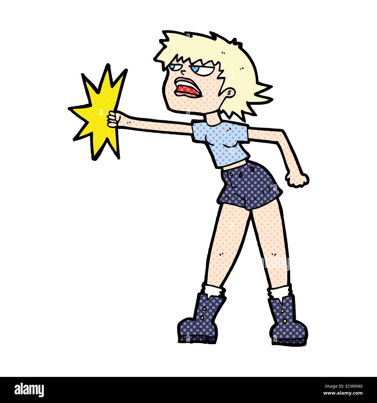 retro comic book style cartoon woman punching Stock Vector Image & Art ...