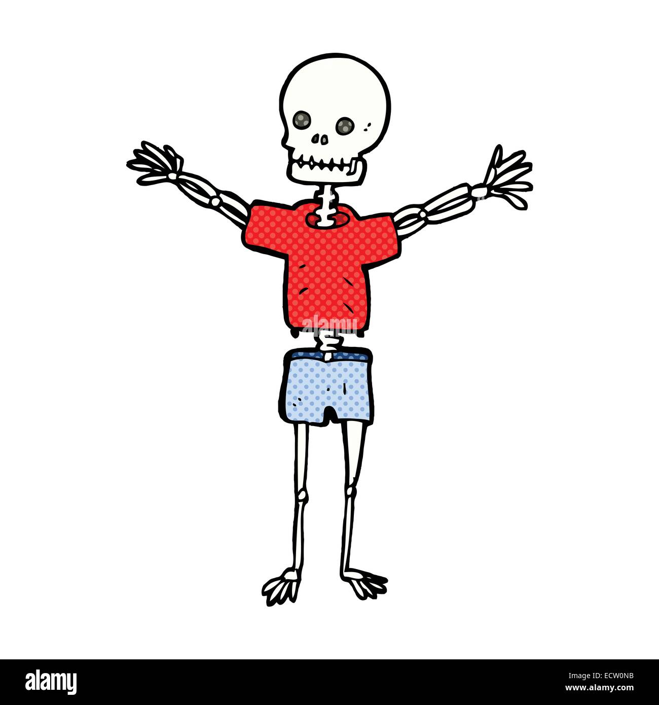 retro comic book style cartoon skeleton in clothes Stock Vector Image ...