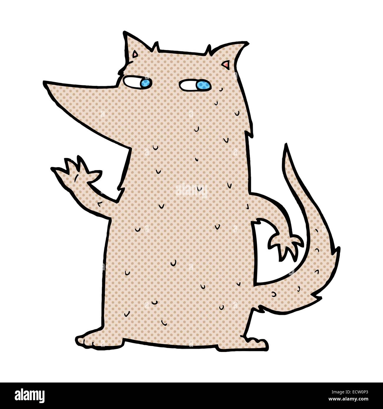 retro comic book style cartoon wolf waving Stock Vector Image & Art - Alamy