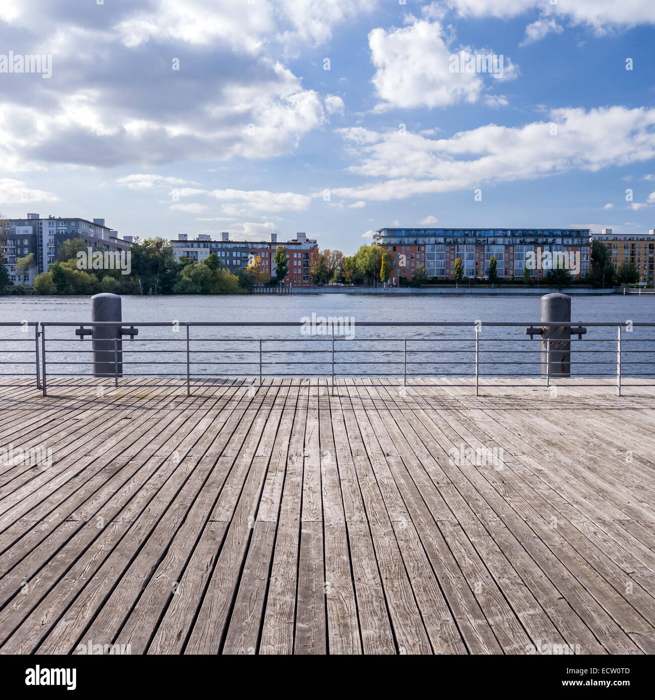 boardwalk at the havel in background buildings Stock Photo - Alamy