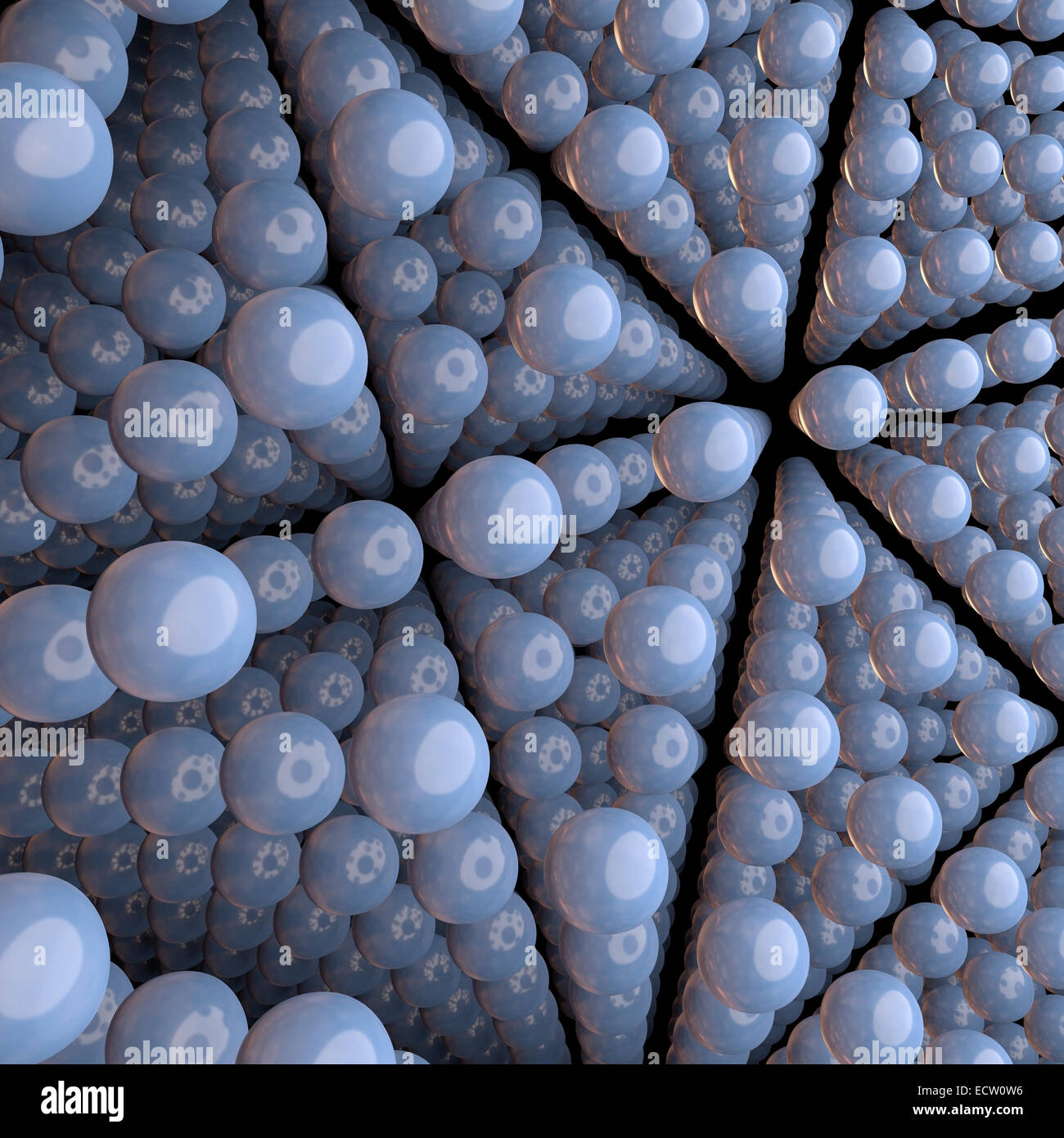rendered picture showing lots of atomic particles in geometric ...