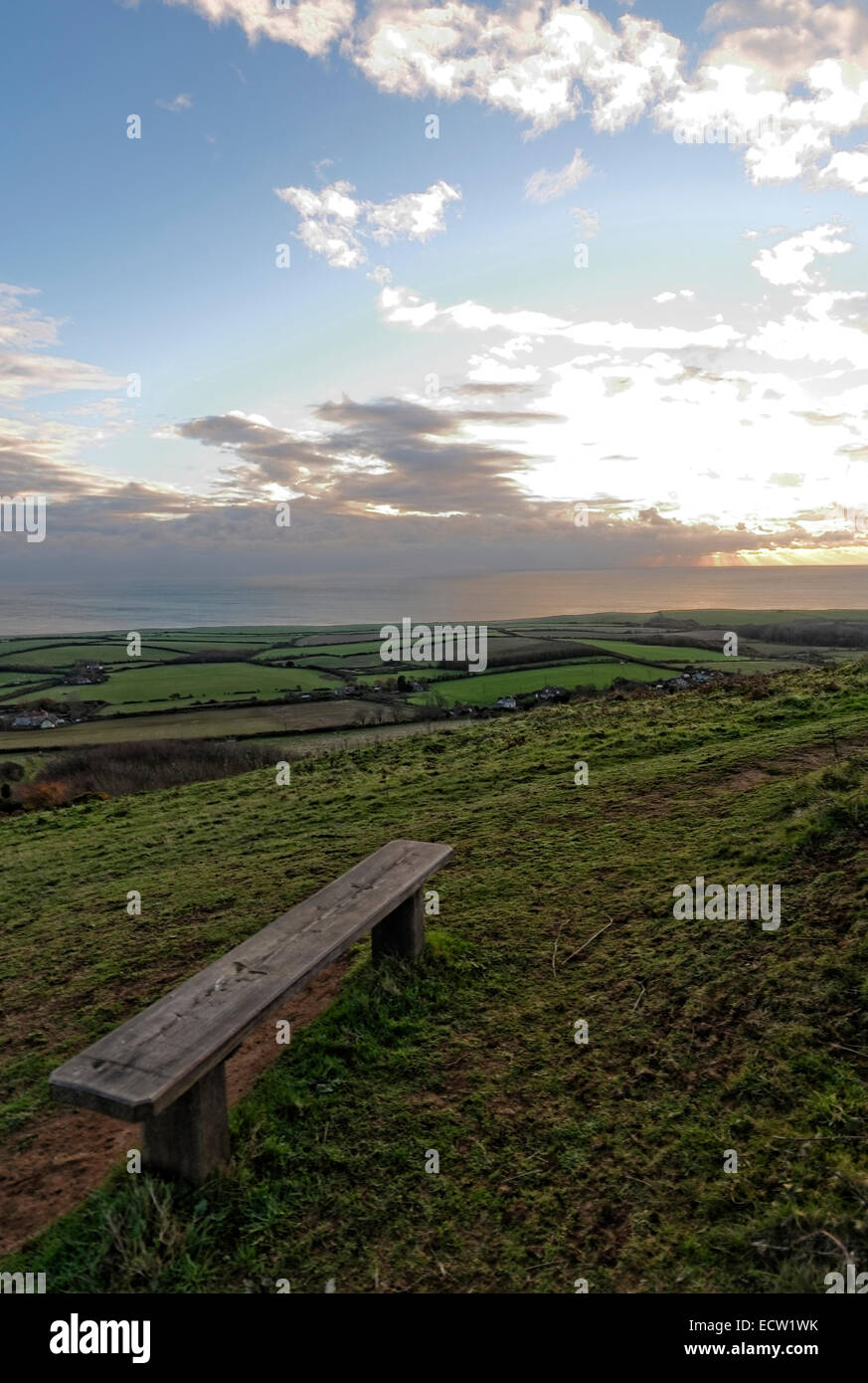 A bench offers respite, indicating the path leading southwest on ...