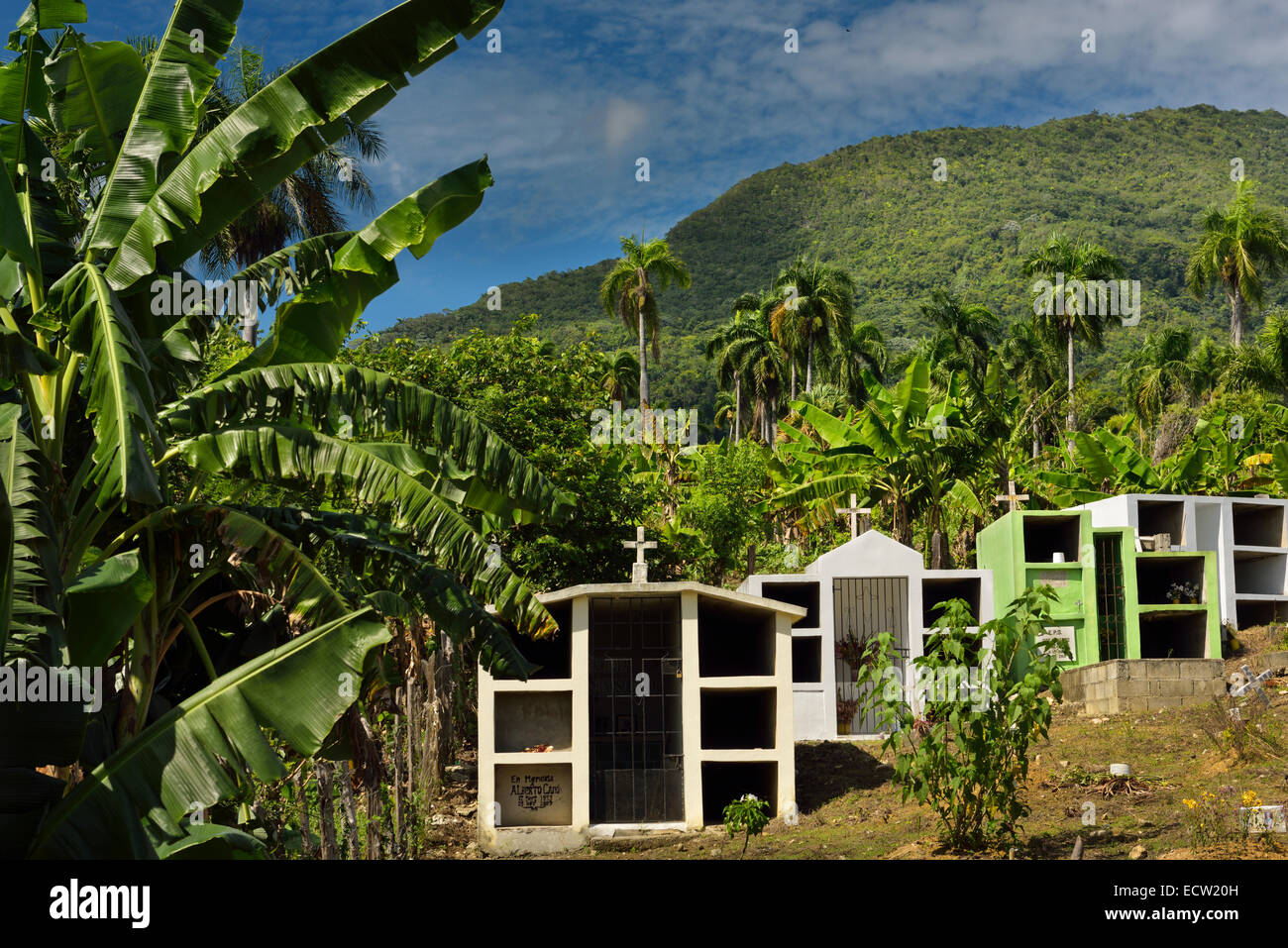 Country cemetery with above ground interment in the jungle of Dominican ...