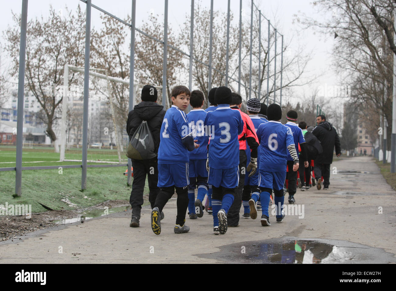 Young football players during training at the Football Academy in the ...