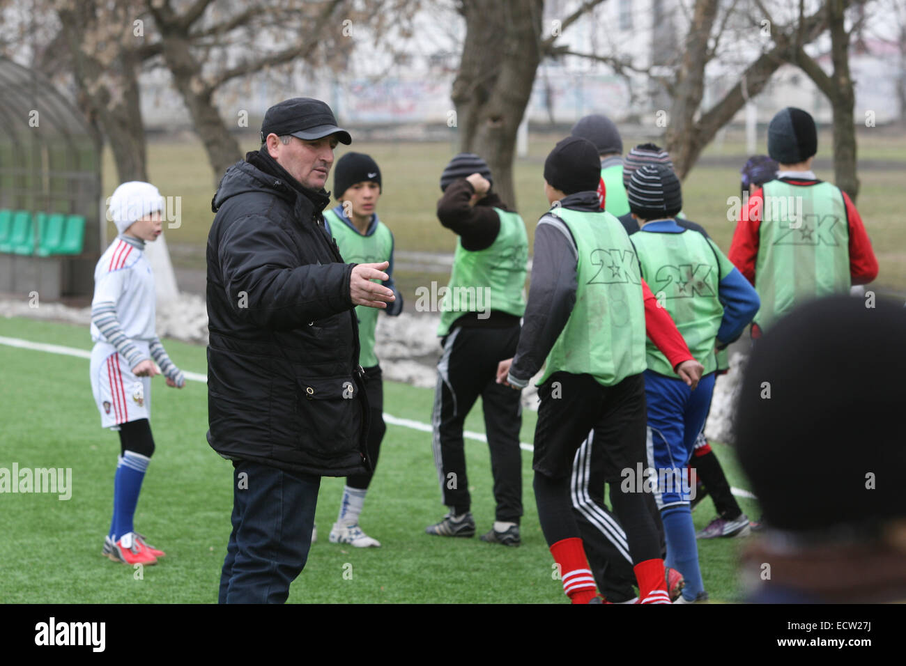 Young football players during training at the Football Academy in the ...