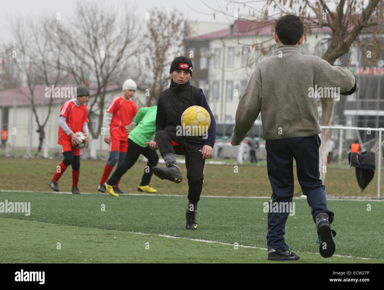Young football players during training at the Football Academy in the ...
