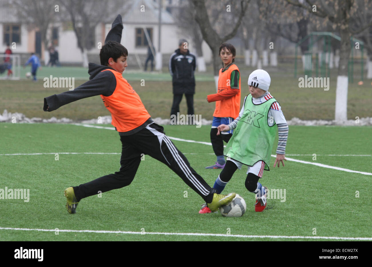 Young football players during training at the Football Academy in the ...