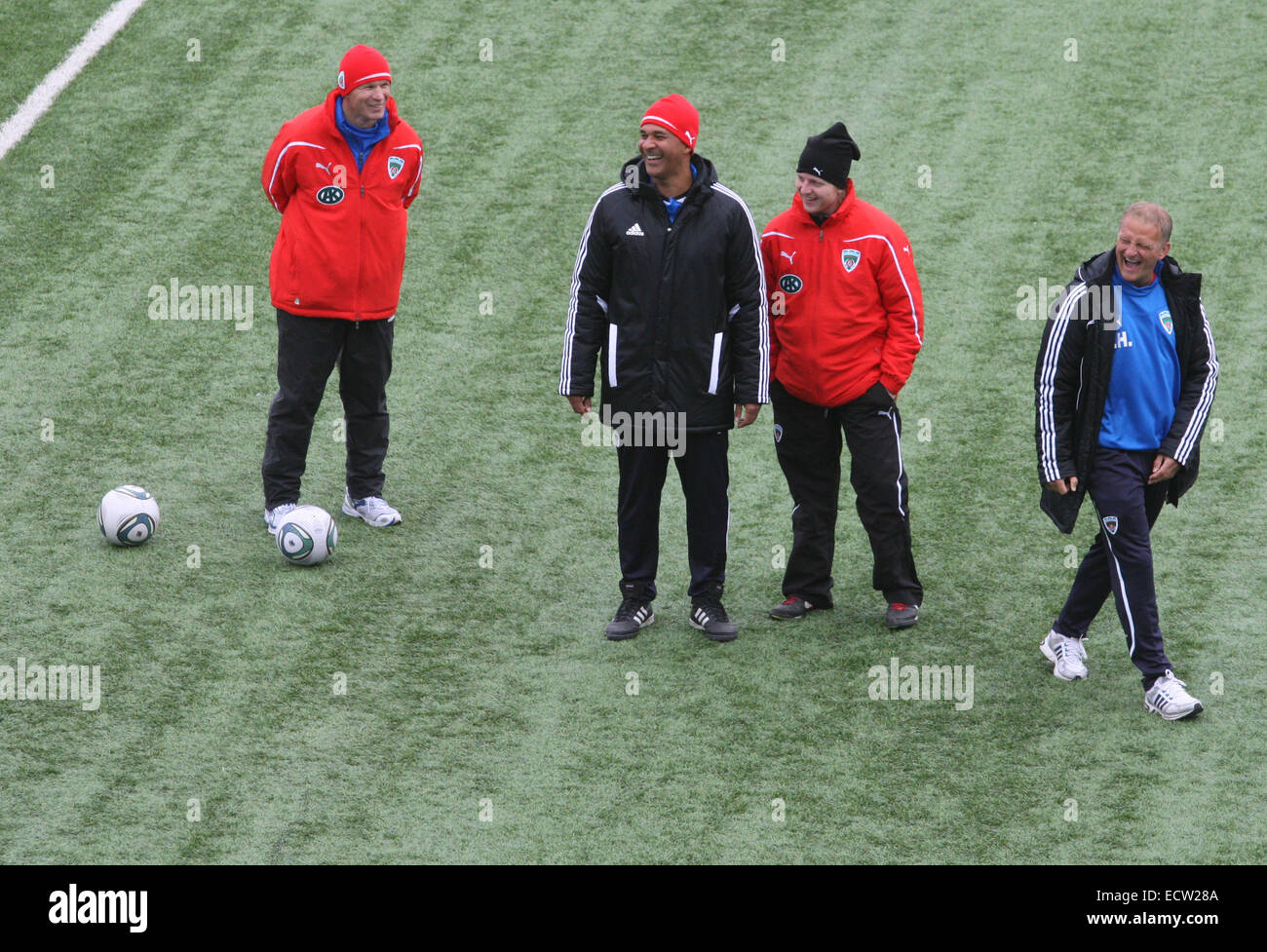 Dutch trainer Ruud Gullit with colleagues of football club FC Terek ...