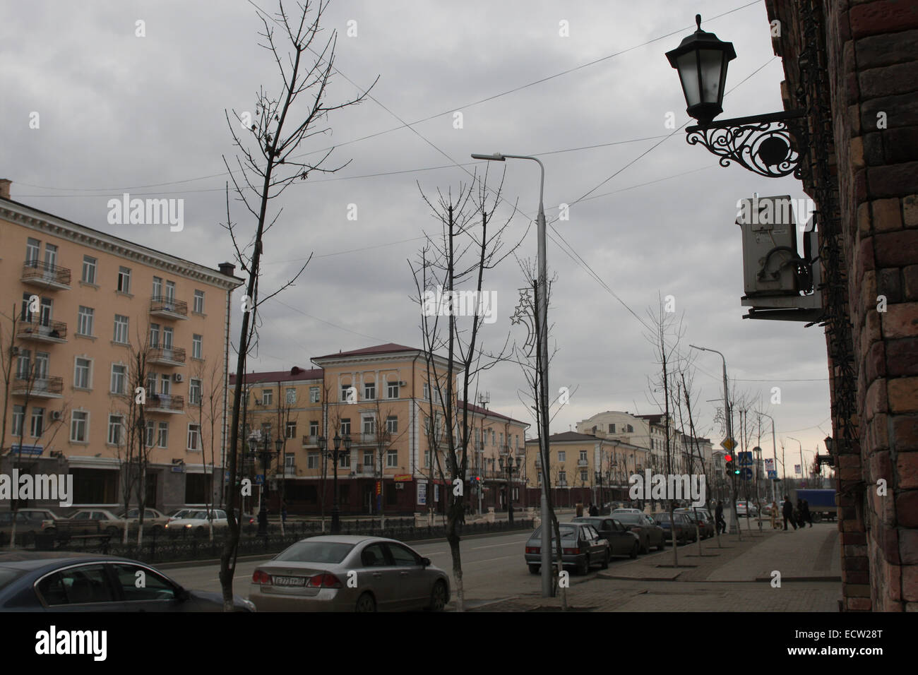 Putin Avenue, the former Victory Avenue, in the centre of the Chechen ...