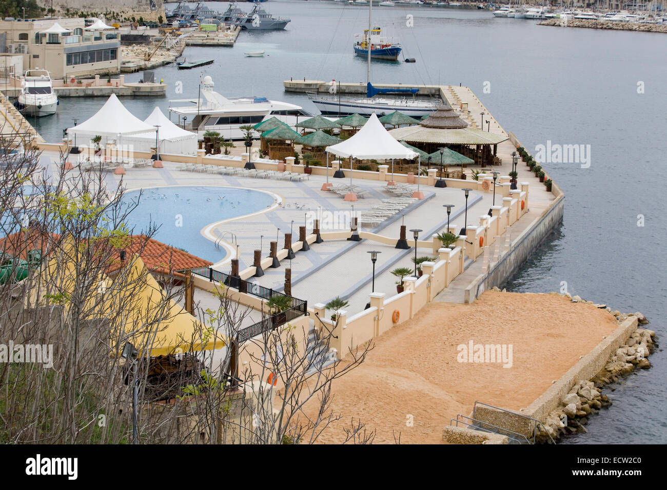 Outdoor Swimming pool at a Hotel Leisure Center in Malta Stock Photo ...