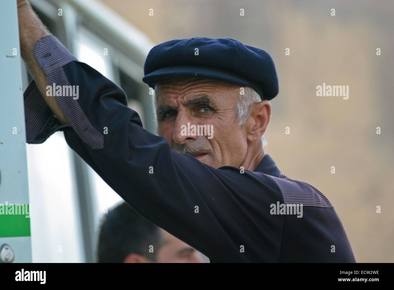 Man in the street in centre of Grozny, Chechnya, Russia, in the initial ...