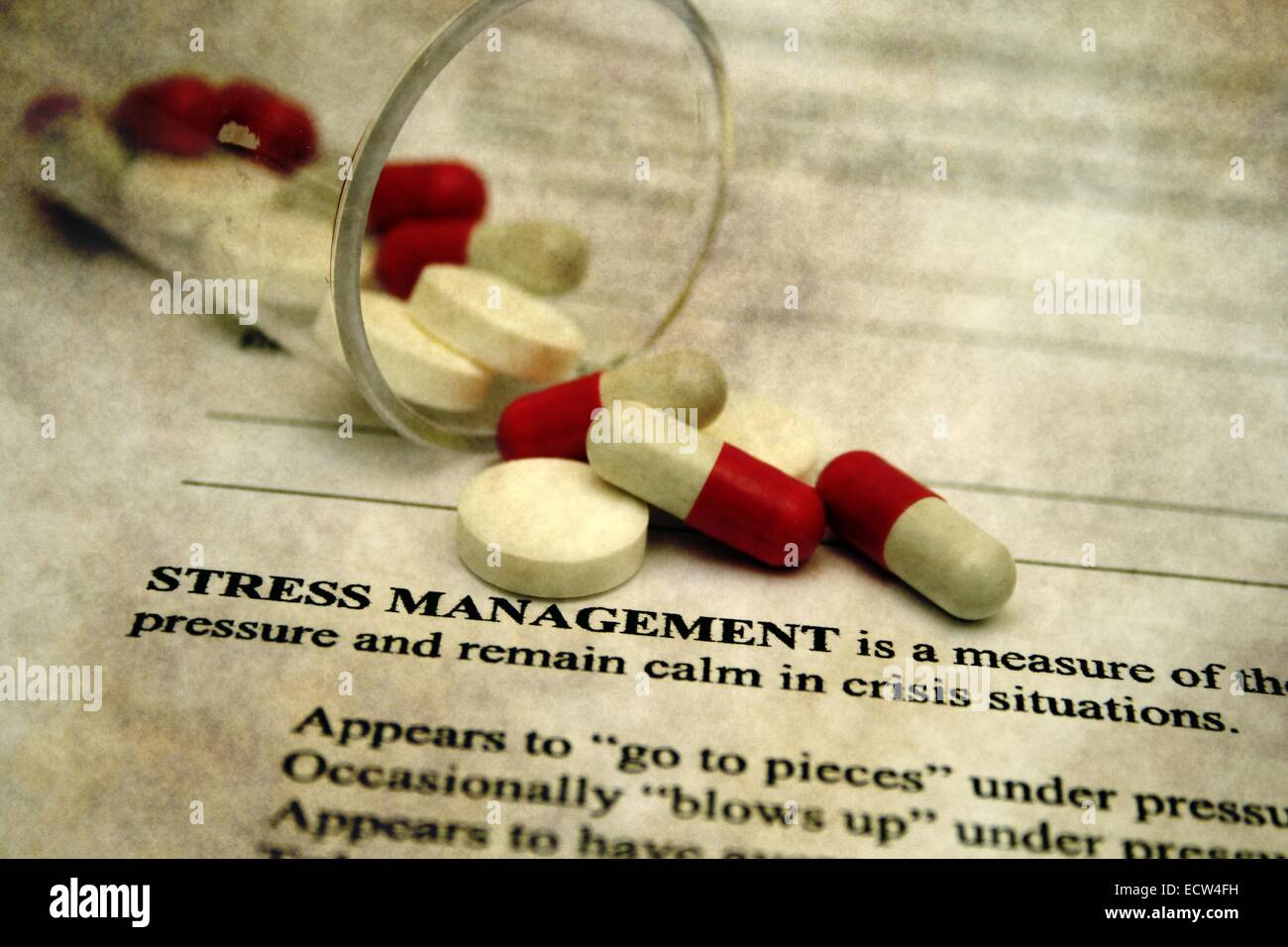 Pills and stress concept Stock Photo - Alamy