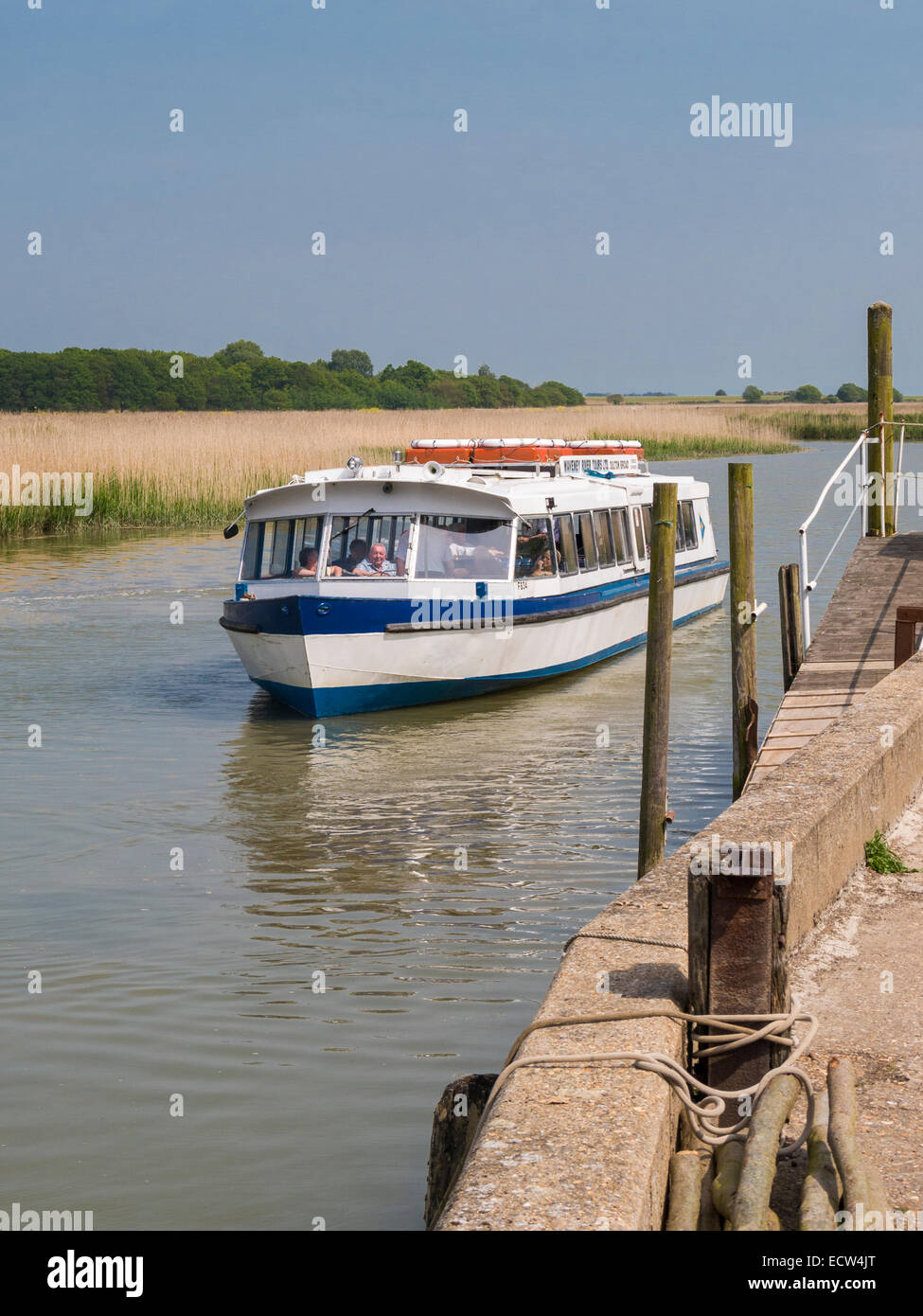 A river tour / pleasure craft on the River Alde at Snape Maltings ...