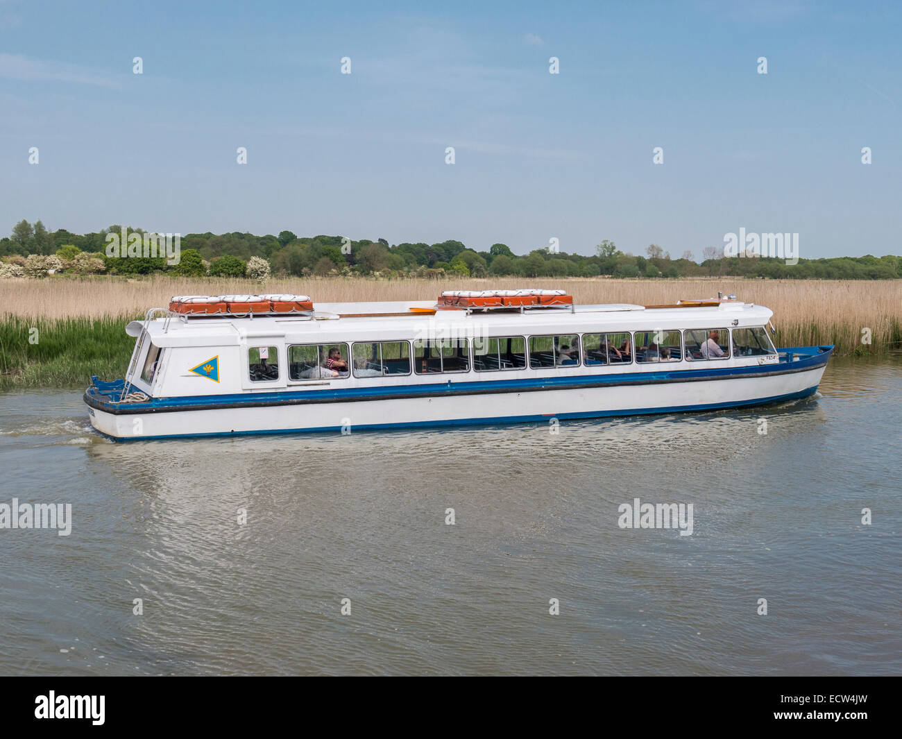 A river tour / pleasure craft on the River Alde at Snape Maltings ...