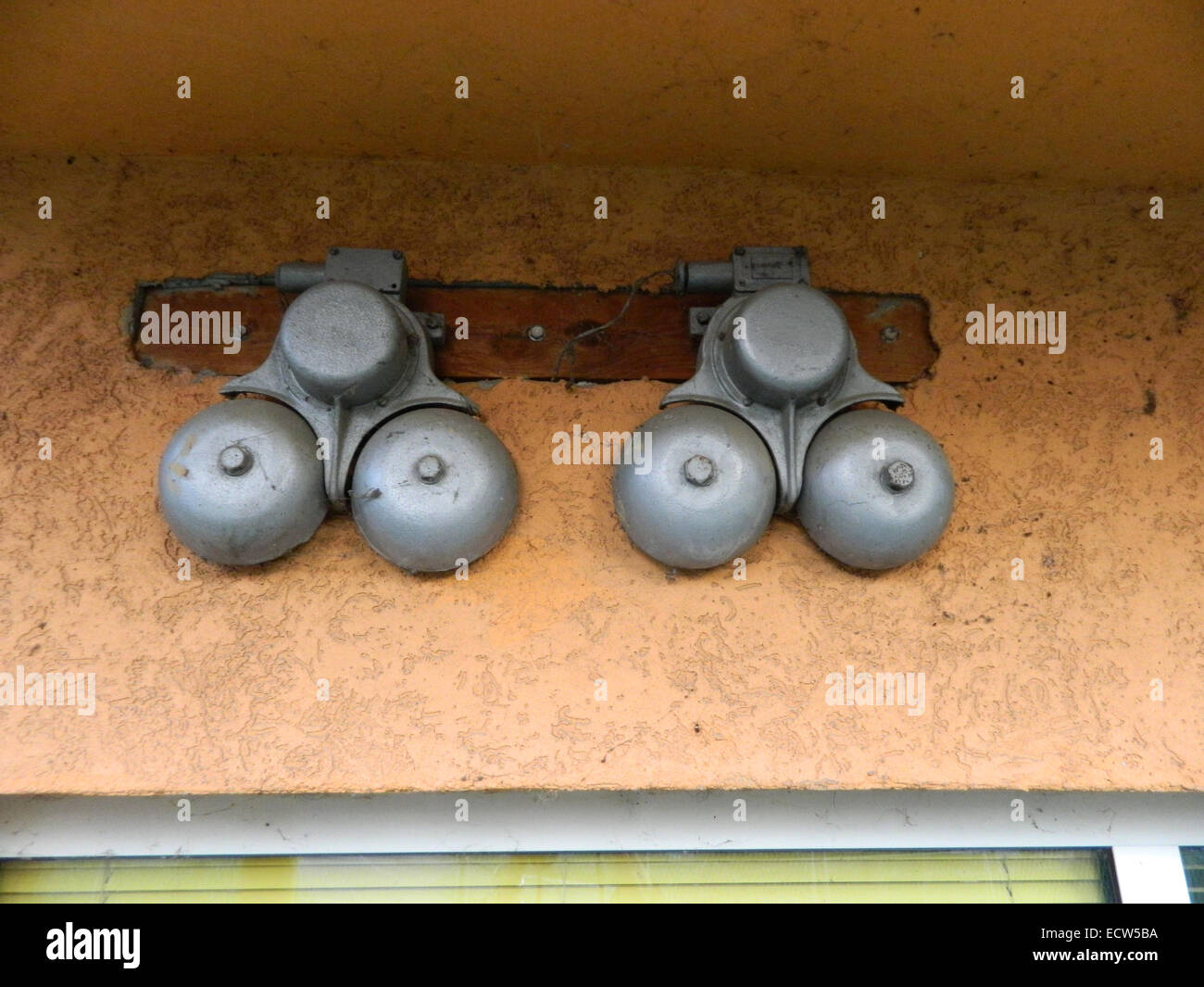 Train electrical signal bells, which announce the departure and arrival ...