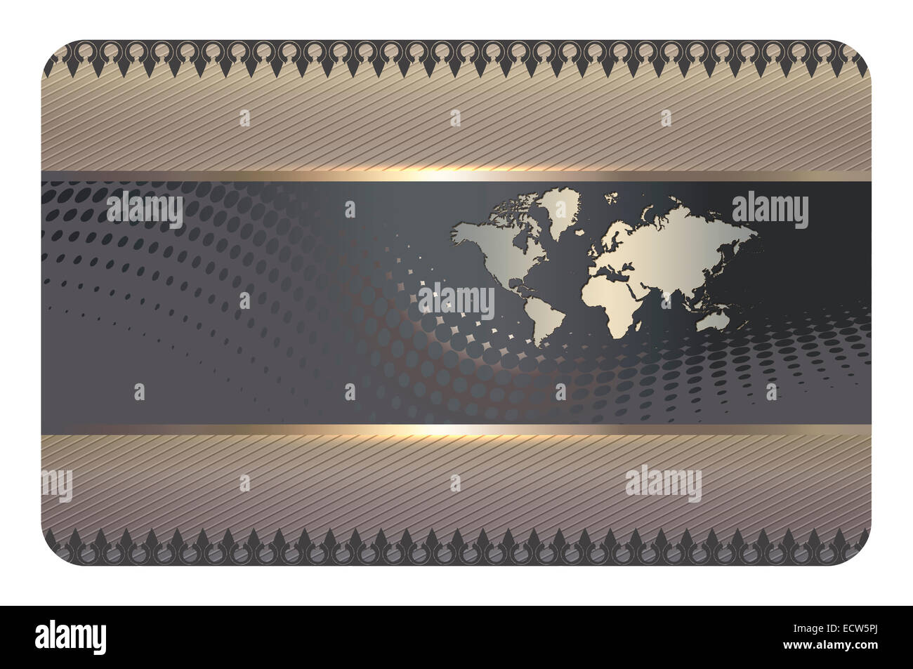 Business card template with decorative elegant patterns and world map ...