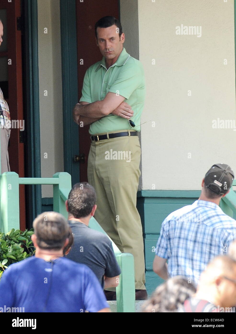 Jon Hamm gets into his 1960's character Don draper as he was spotted on ...