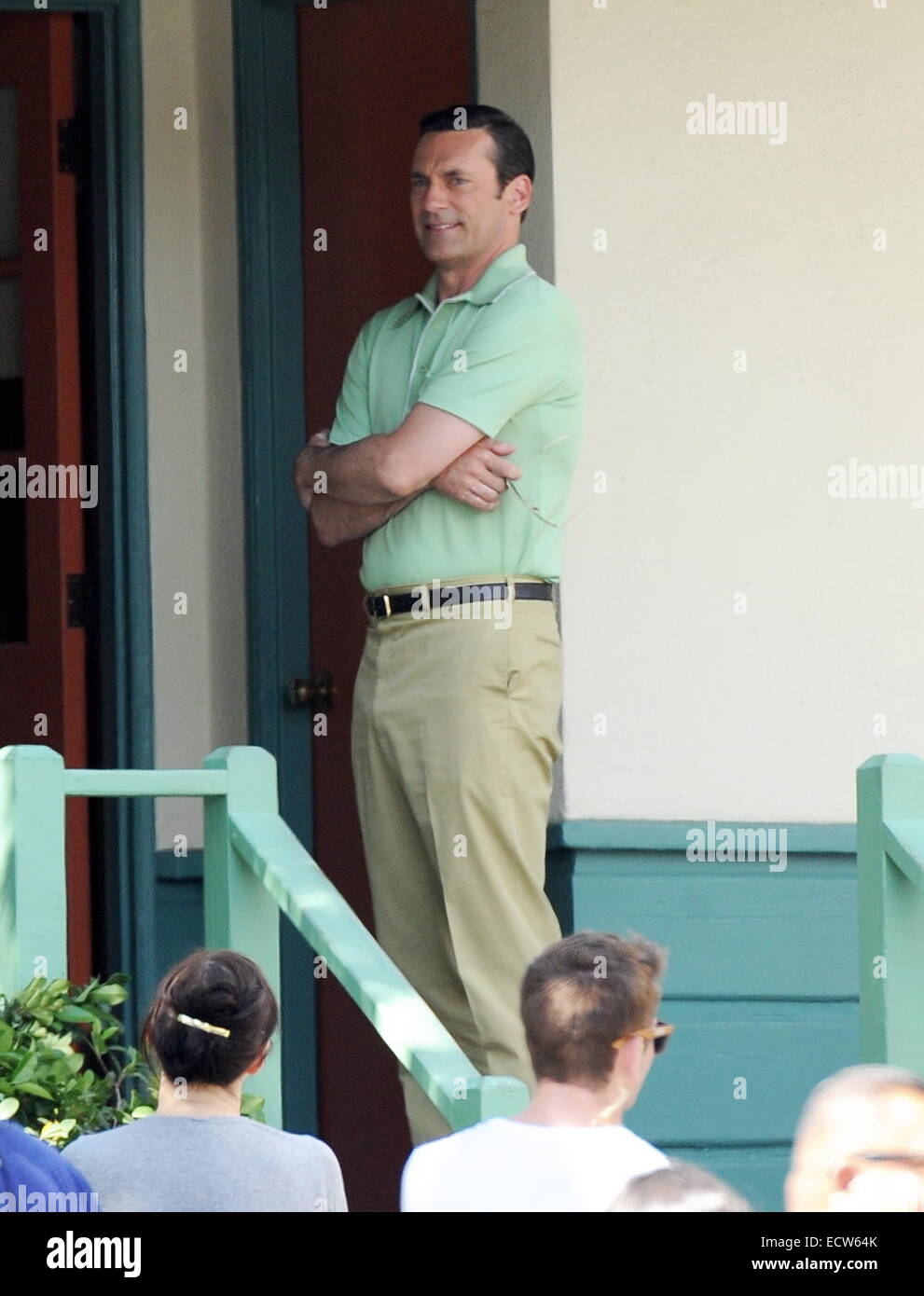 Jon Hamm gets into his 1960's character Don draper as he was spotted on ...