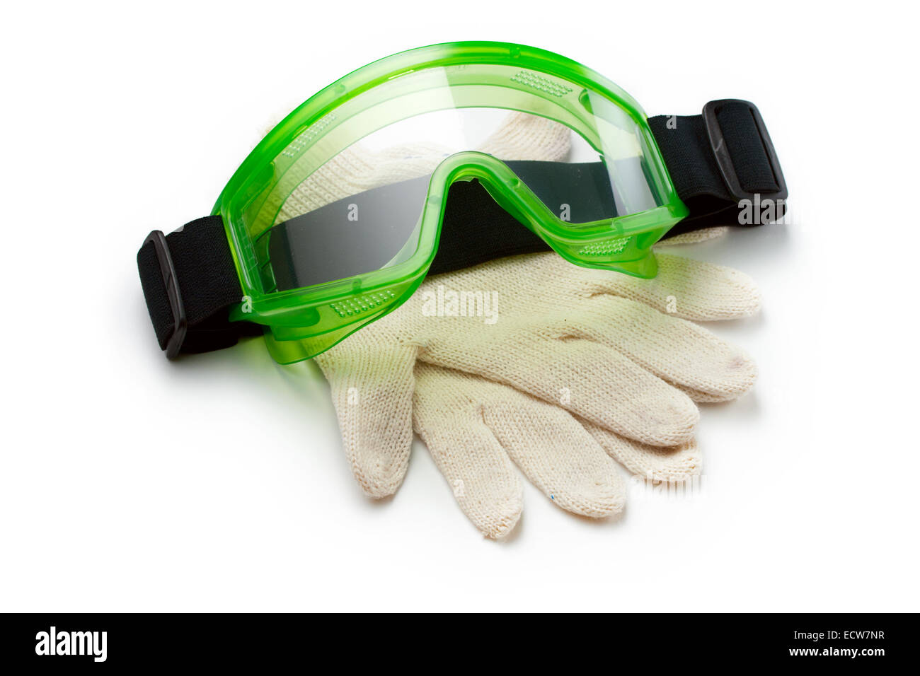 Green goggles with protective gloves Stock Photo - Alamy