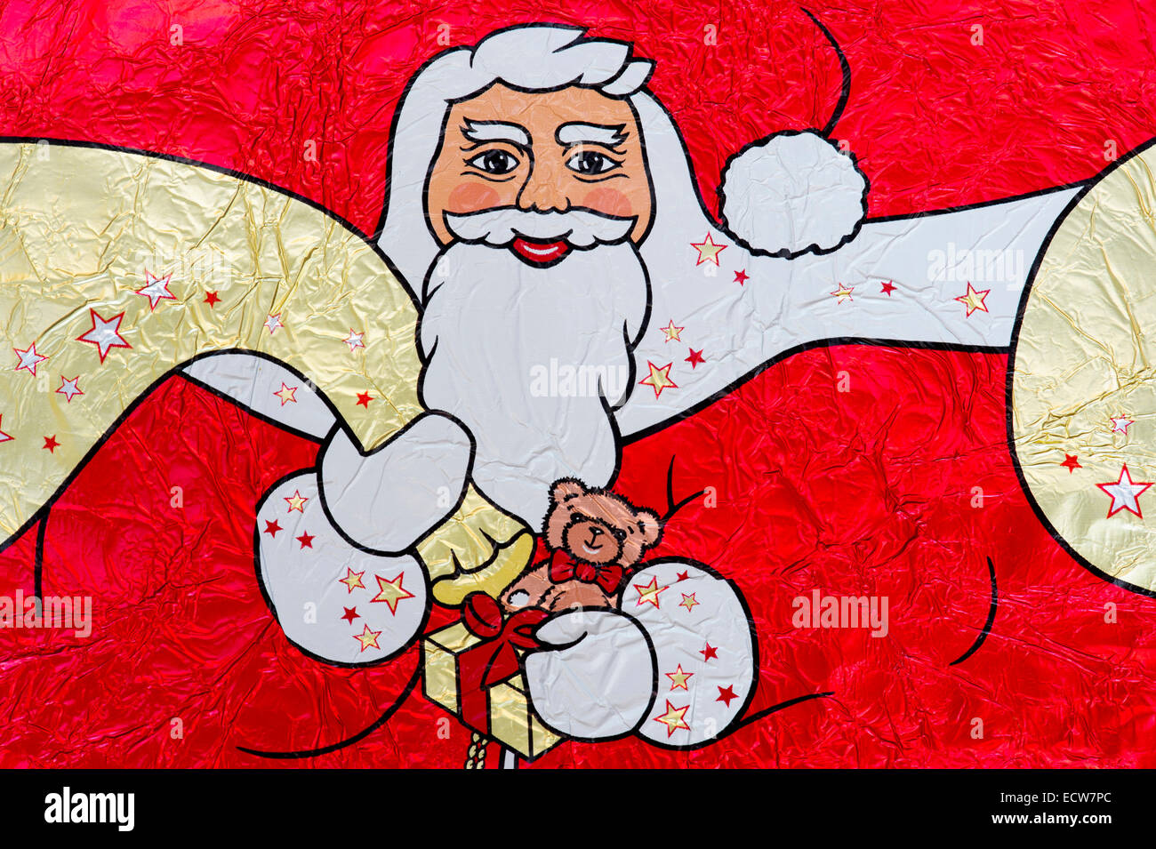 Father Christmas foil sweet wrapper Stock Photo - Alamy