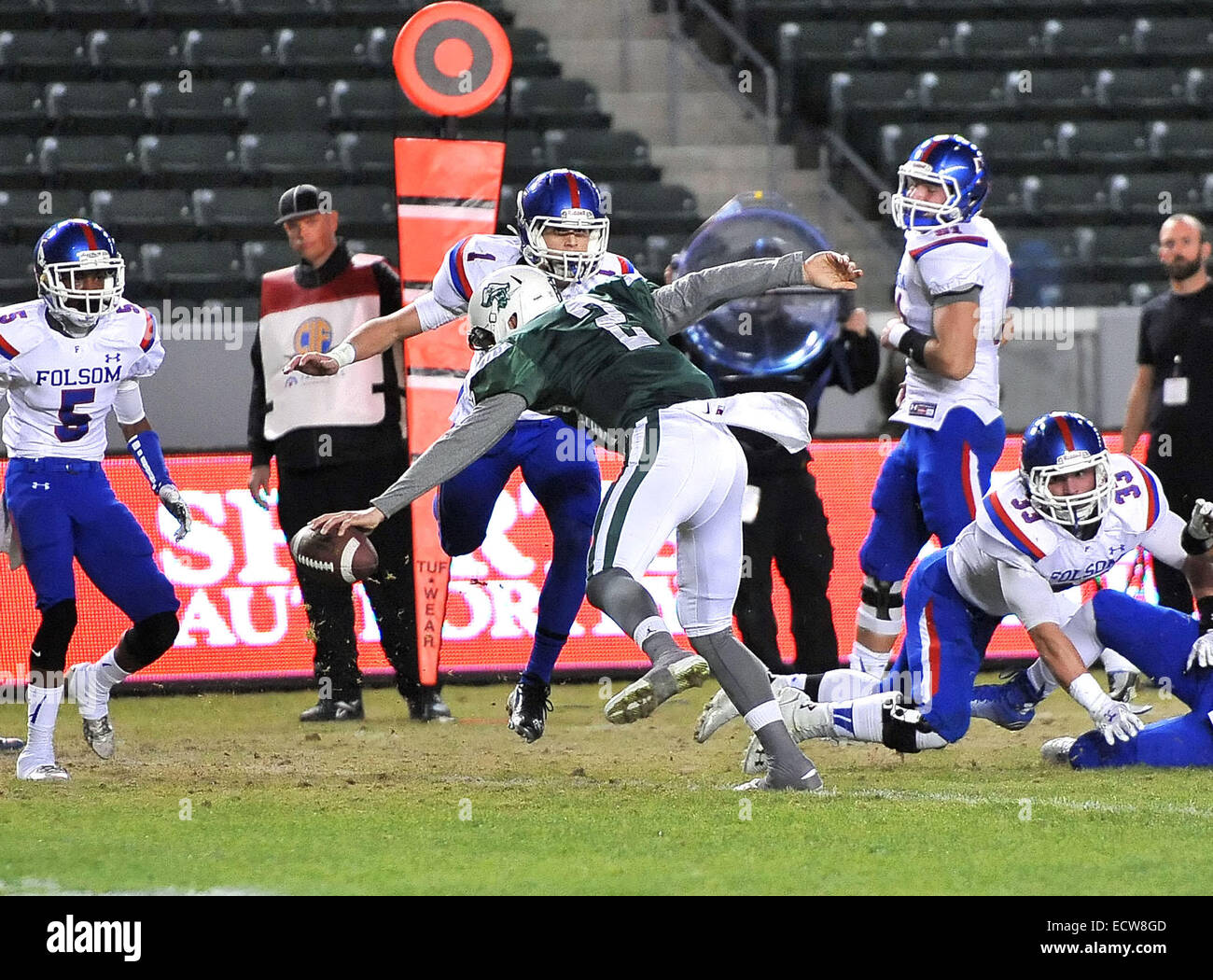 Carson, CA. 19th Dec, 2014. Oceanside Pirates quarterback Matthew ...