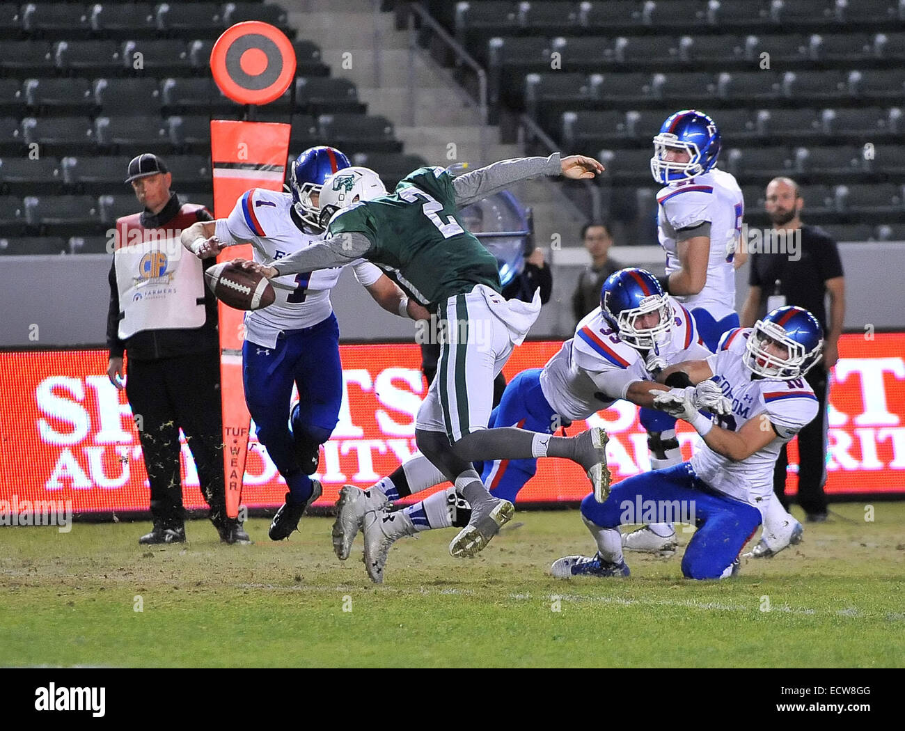 Carson, CA. 19th Dec, 2014. Oceanside Pirates quarterback Matthew ...
