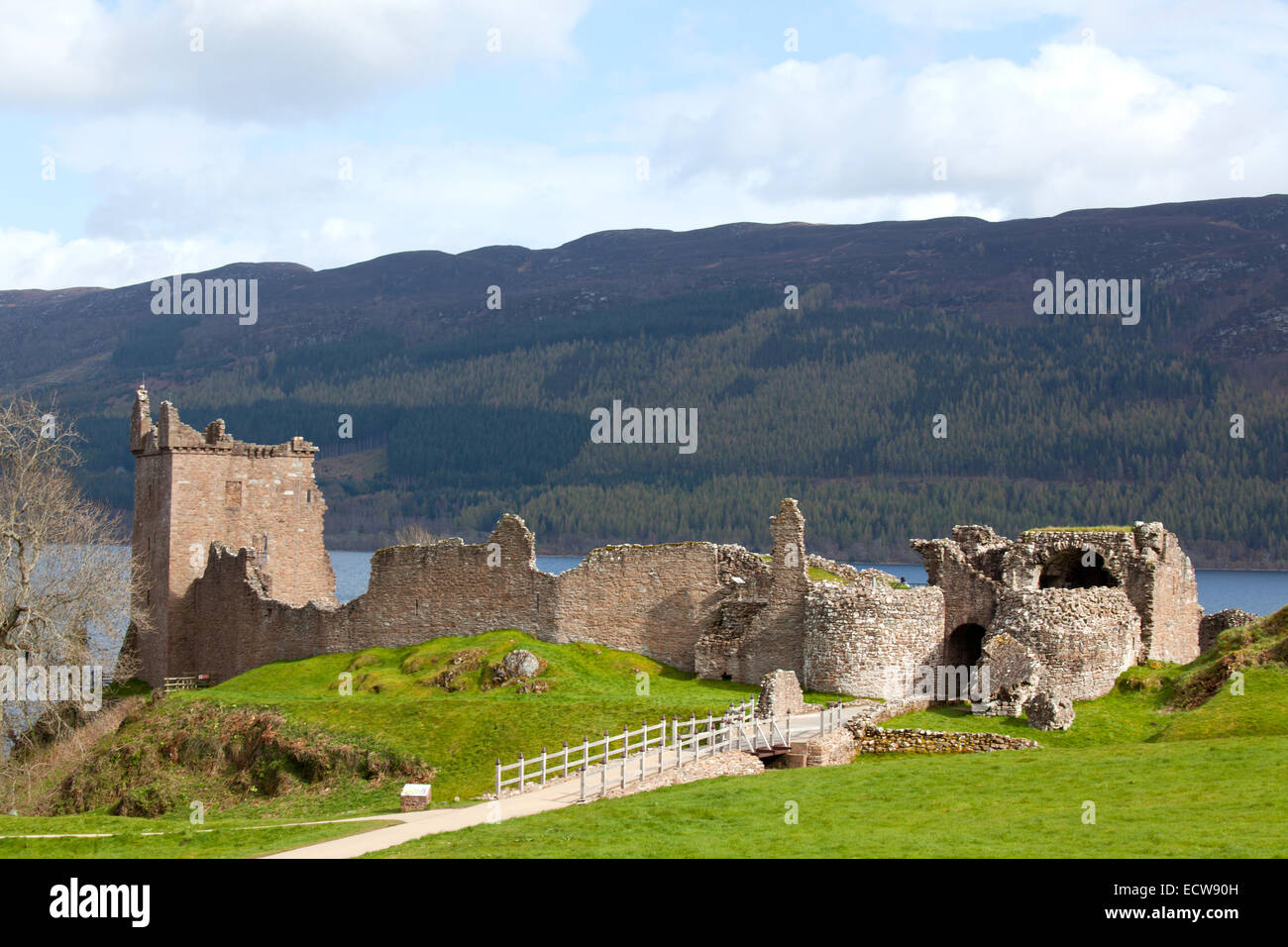 Landscape Ruins of Urquhart Castle at Loch Ness Inverness Highlands ...