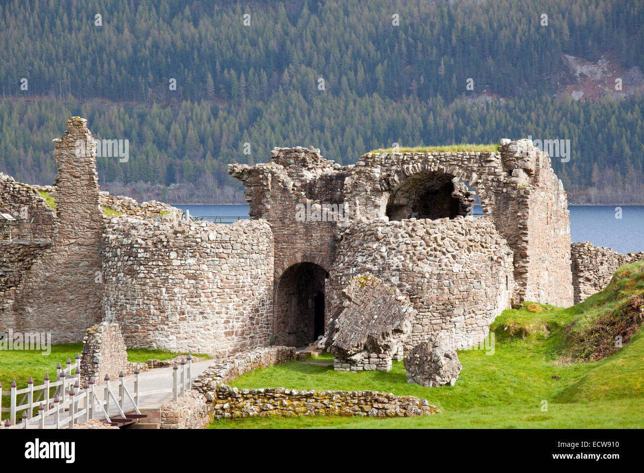 Ruins of Urquhart Castle at Loch Ness Inverness Highlands Scotland UK ...